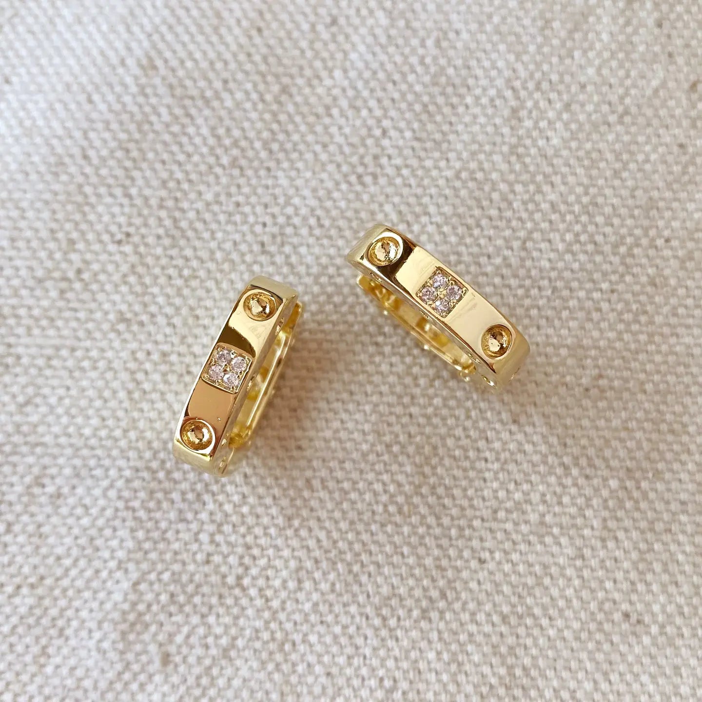 Rectangular Hoops with CZ Detail – The Style Fílos